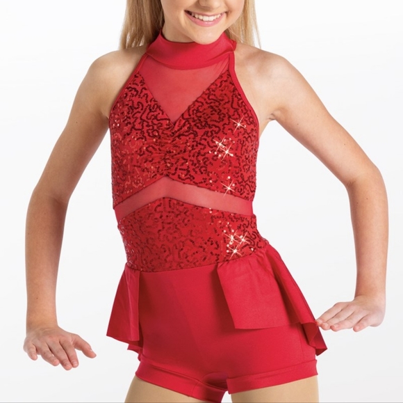 Weissman | Costumes | Weissman Red Sequin One Piece Dance Outfit | Poshmark